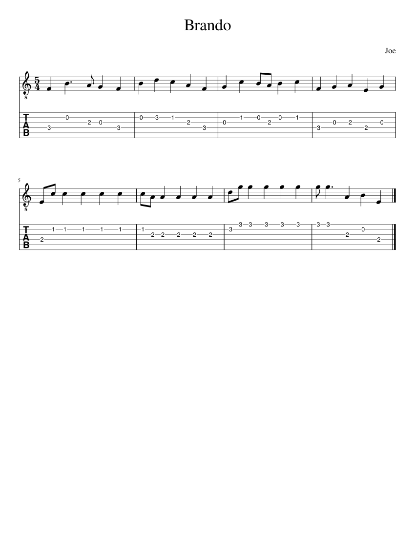 Brando Sheet Music and Tab for Guitar (Solo) | MuseScore.com