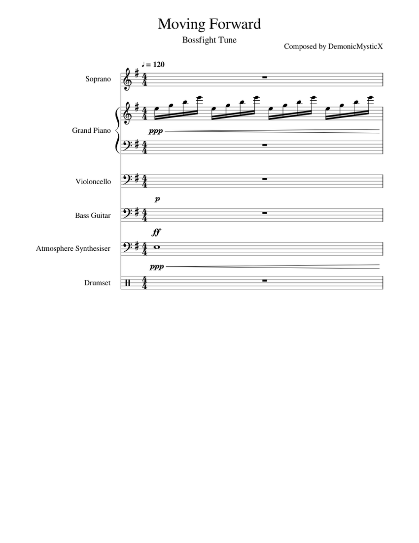 Moving Forward Sheet music for Piano, Soprano, Cello, Bass guitar ...