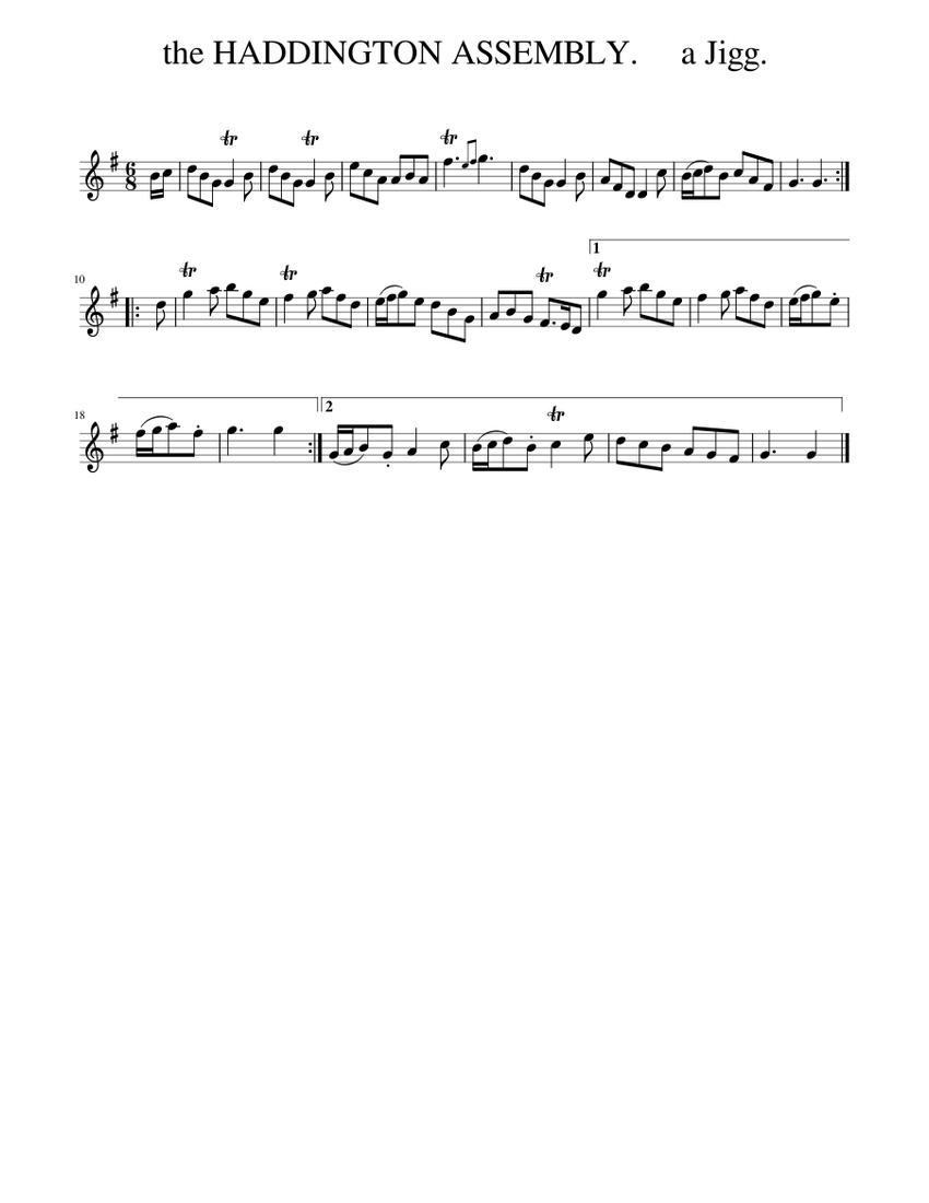 the HADDINGTON ASSEMBLY. a Jigg. Sheet music for Piano (Solo) Easy ...