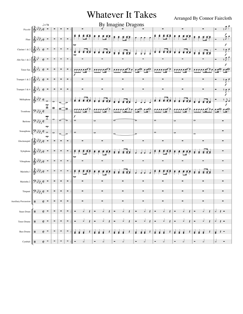 Whatever It Takes – Imagine Dragons Sheet Music for Trombone, Tuba ...