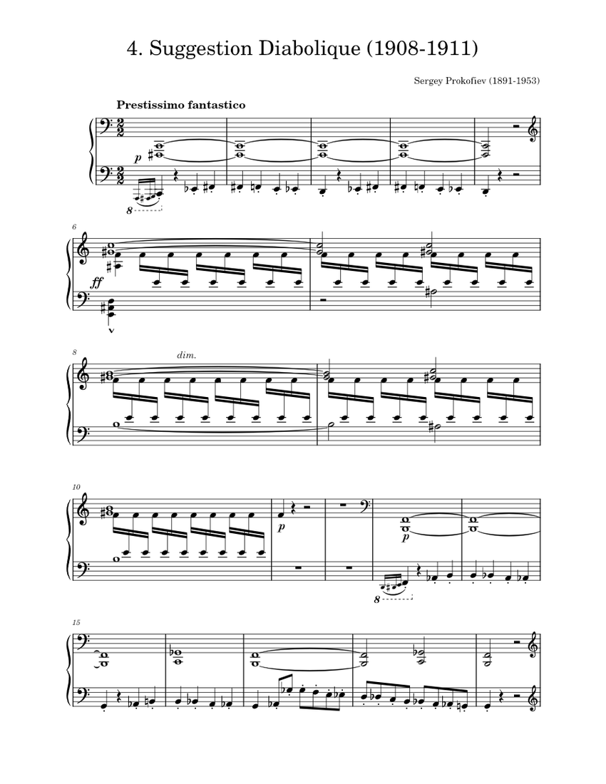 Four Piano Pieces, Op.4 Nº.4 (Suggestion Diabolique) – Sergei Prokofiev ...