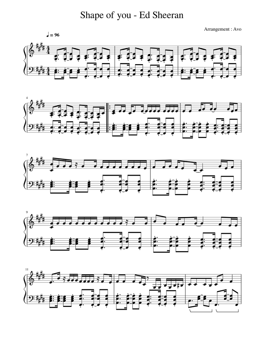 Shape of you - Ed Sheeran Sheet music for Piano (Solo) | Musescore.com