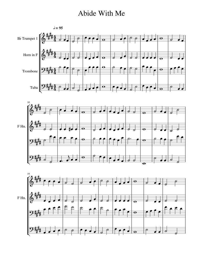Abide With Me Sheet music for Trombone, Tuba, Trumpet in b-flat, French ...