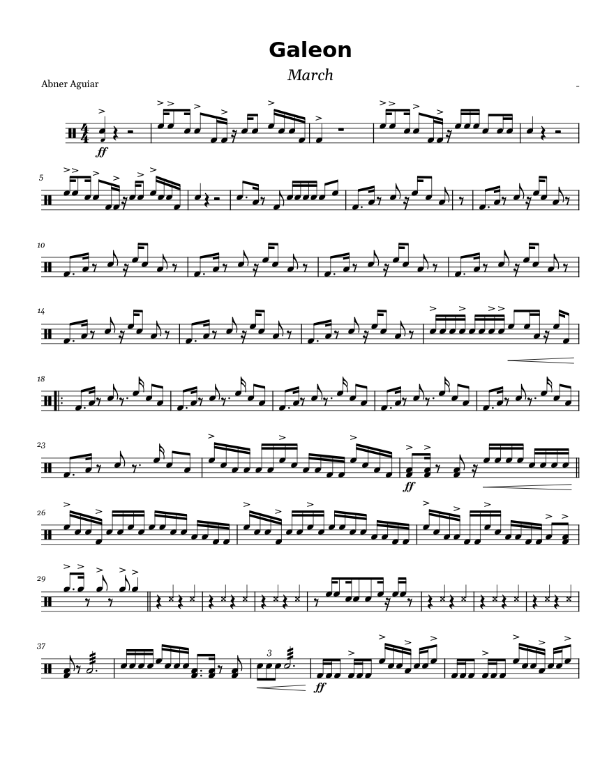 Galeon TenorDrums Sheet Music for Tenor drum (Percussion Ensemble ...