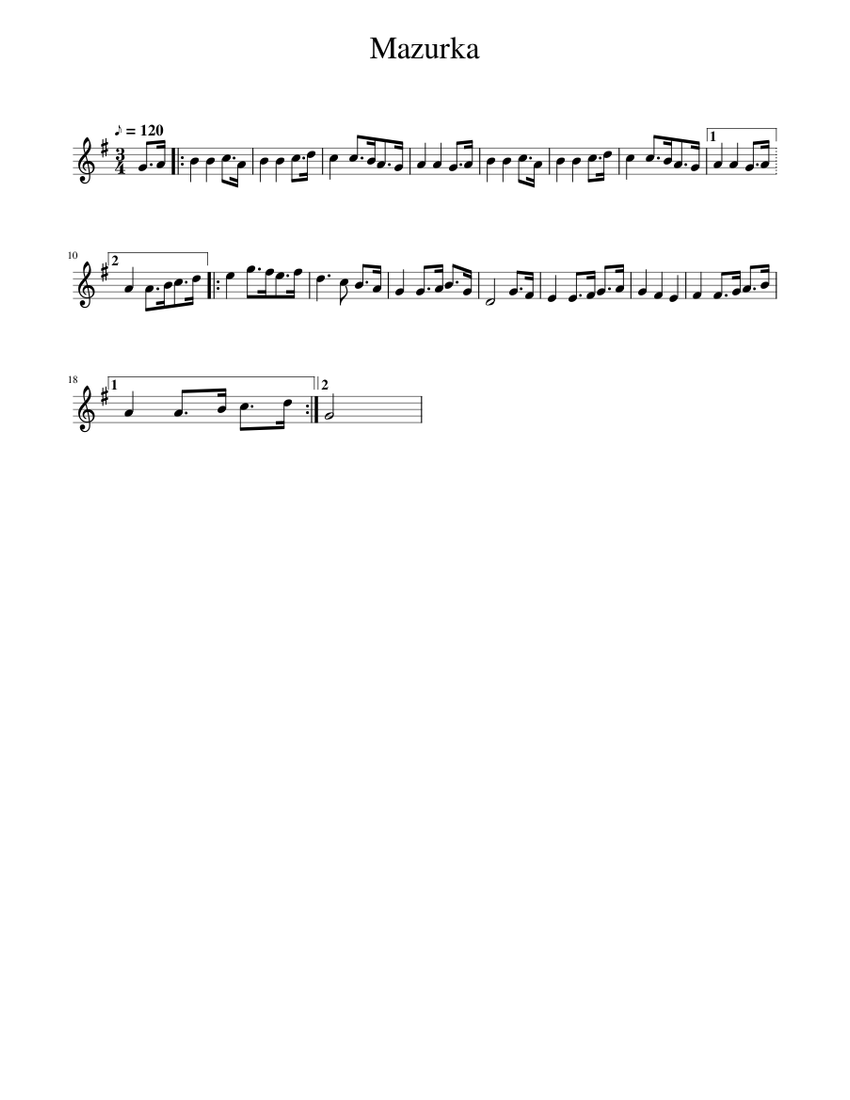 Mazurka Sheet music for Piano (Solo) Easy | Musescore.com