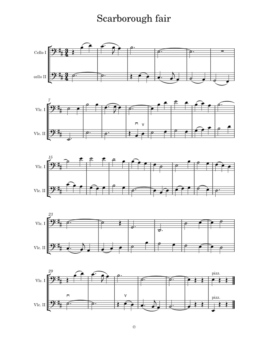 Scarborough fair - 2 celli Sheet music for Cello (String Duet ...