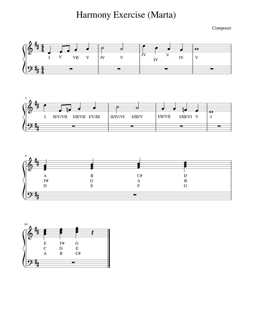 Harmony Exercise Sheet music for Piano (Solo) | Musescore.com