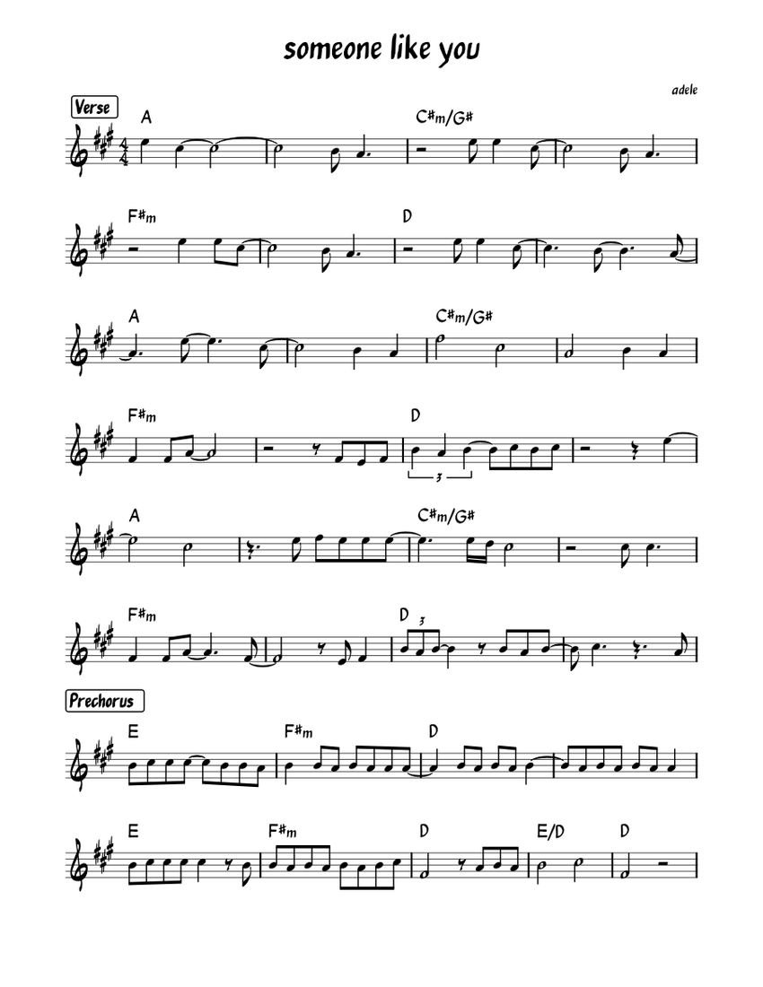 chords adele someone like you