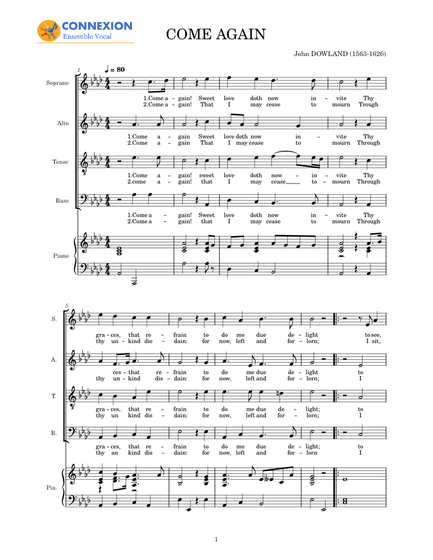 COME_AGAIN Sheet music for Piano, Soprano, Alto, Tenor & more ...