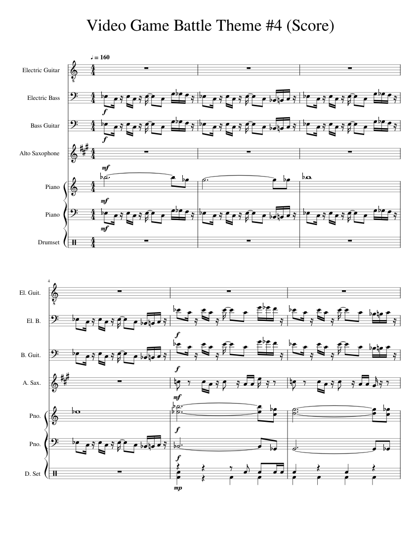 Video Game Battle Theme #4 (Remastered) Sheet Music for Piano ...