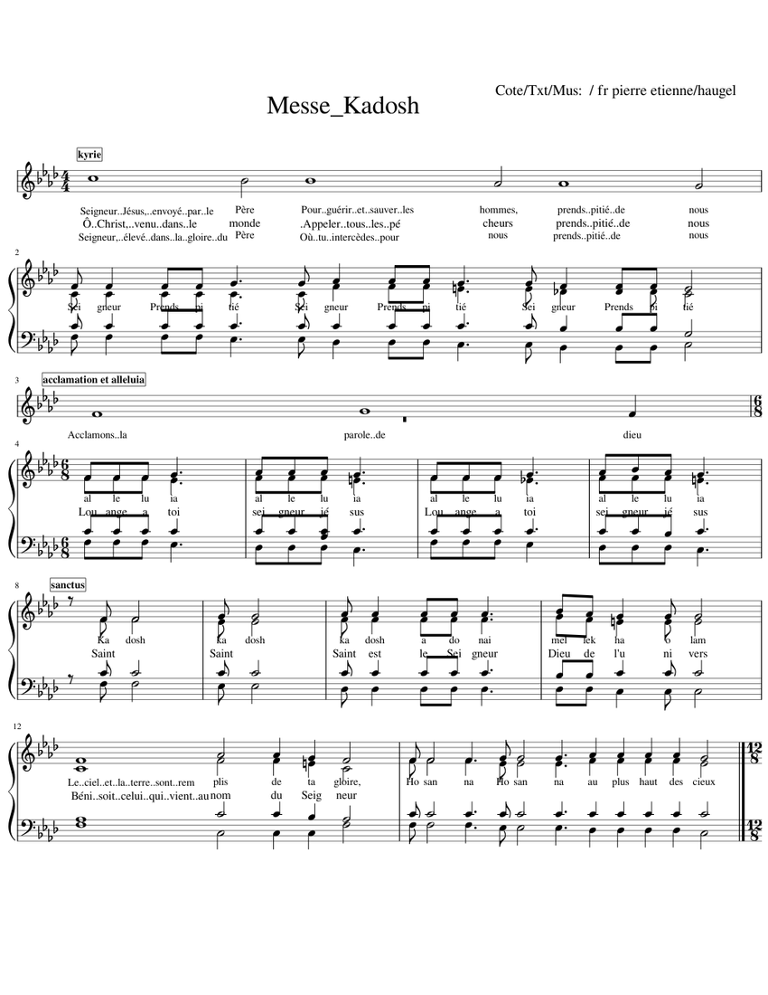 Messe_Kadosh--DP-S – haugel Sheet music for Piano (Solo) | Musescore.com