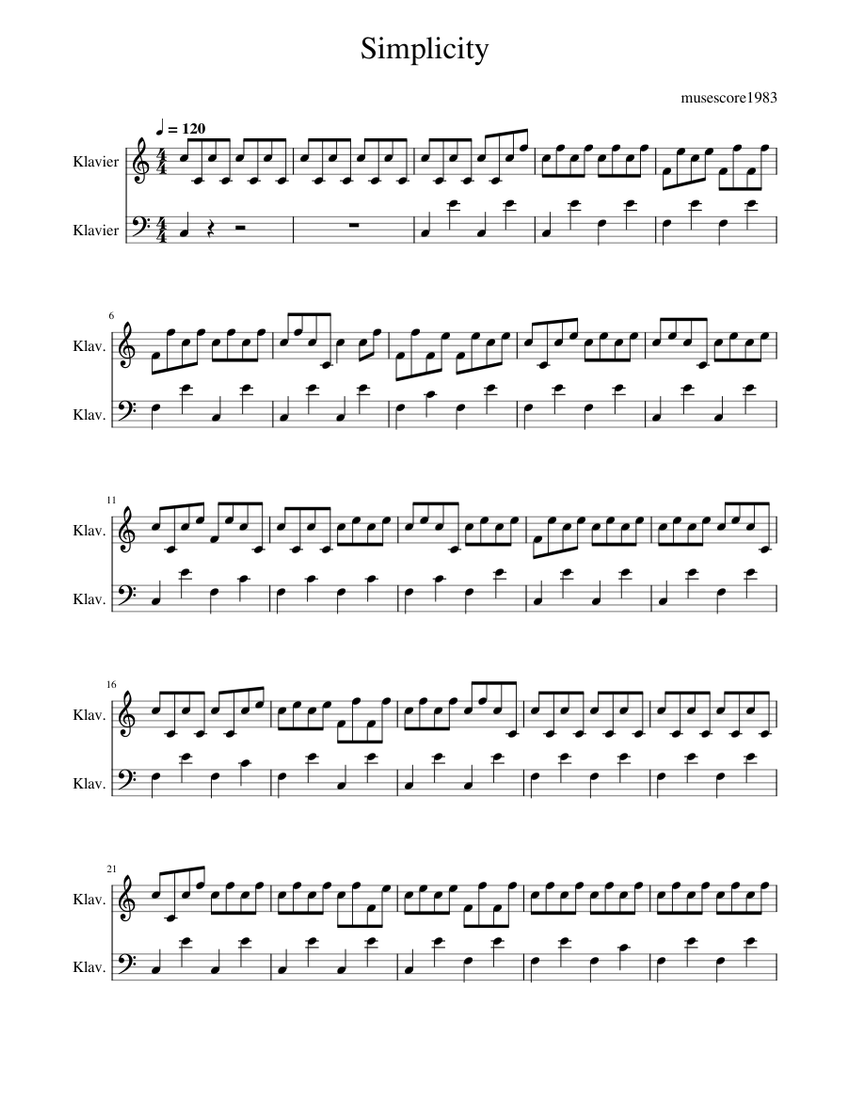 Simplicity Sheet music for Piano (Piano Duo) | Musescore.com