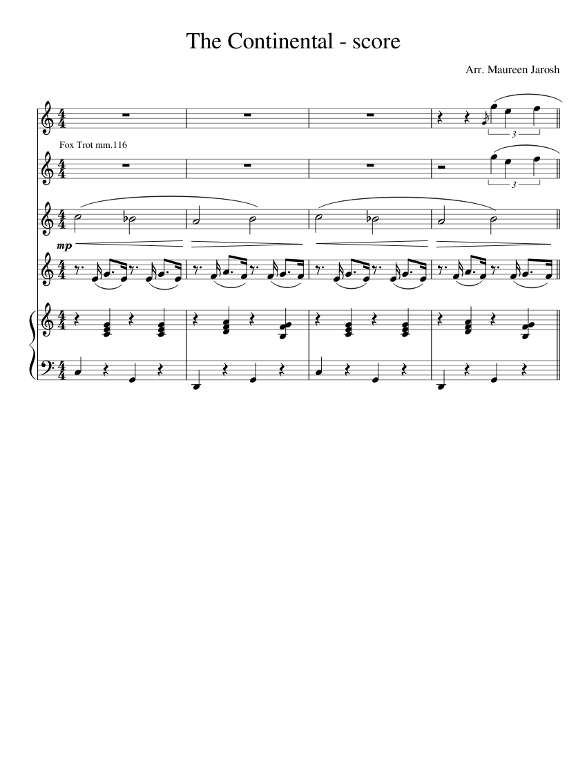 The Continental score Sheet music for Accordion (Mixed Quintet ...