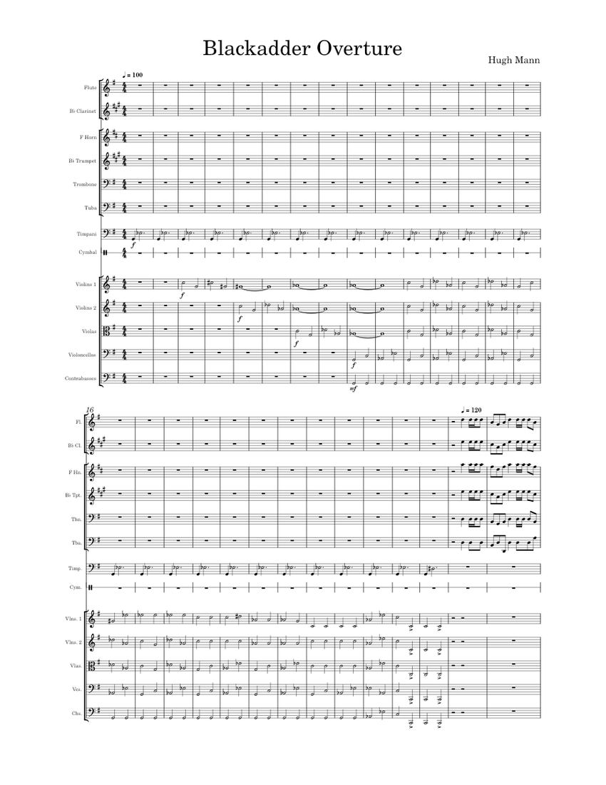 Blackadder Overture - Hugh Mann Sheet music for Trombone, Tuba, Flute ...