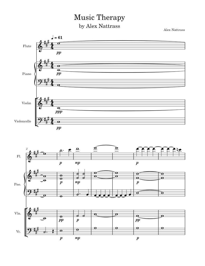 Music Therapy Sheet music for Piano, Flute, Violin, Cello (Solo ...