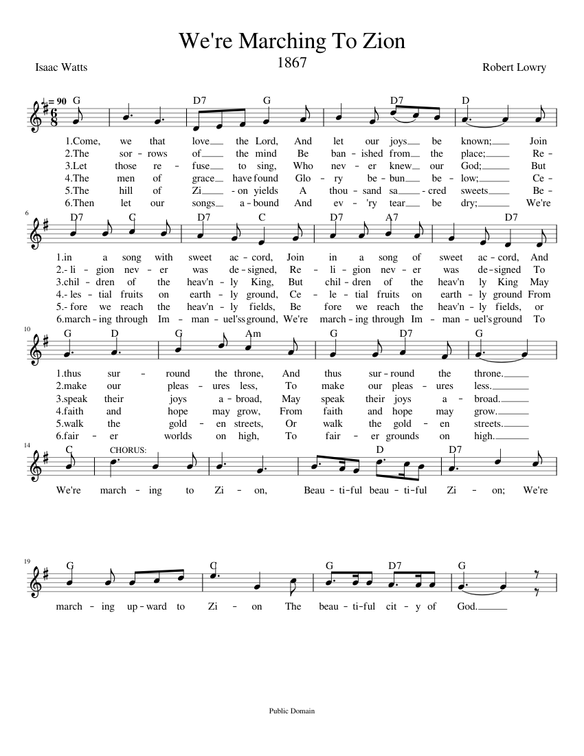 We're Marching To Zion Sheet music for Piano (Solo) | Musescore.com