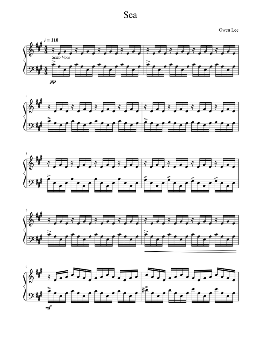 Sea Sheet Music for Piano (Solo) | MuseScore.com