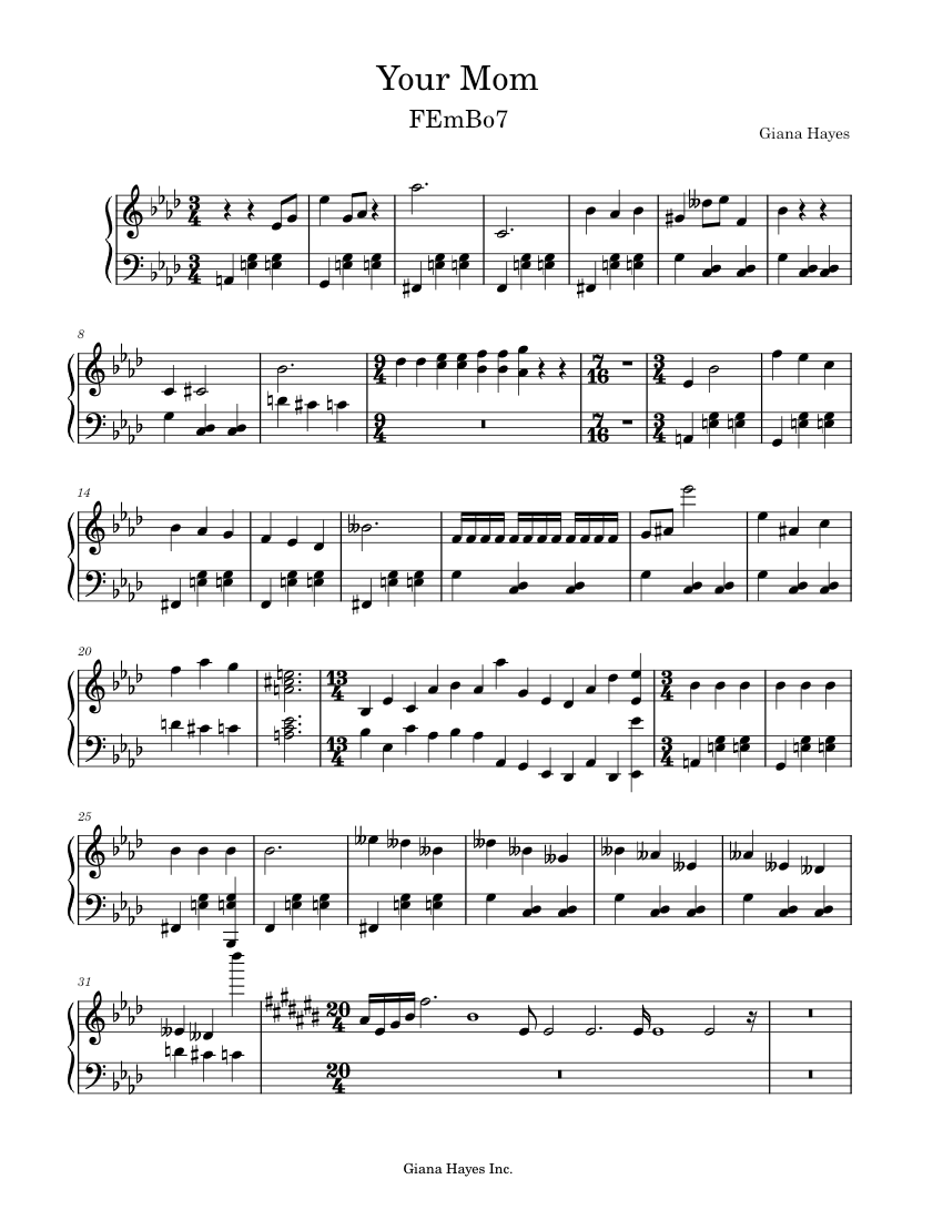 Your Mom Sheet music for Piano (Solo) | Musescore.com