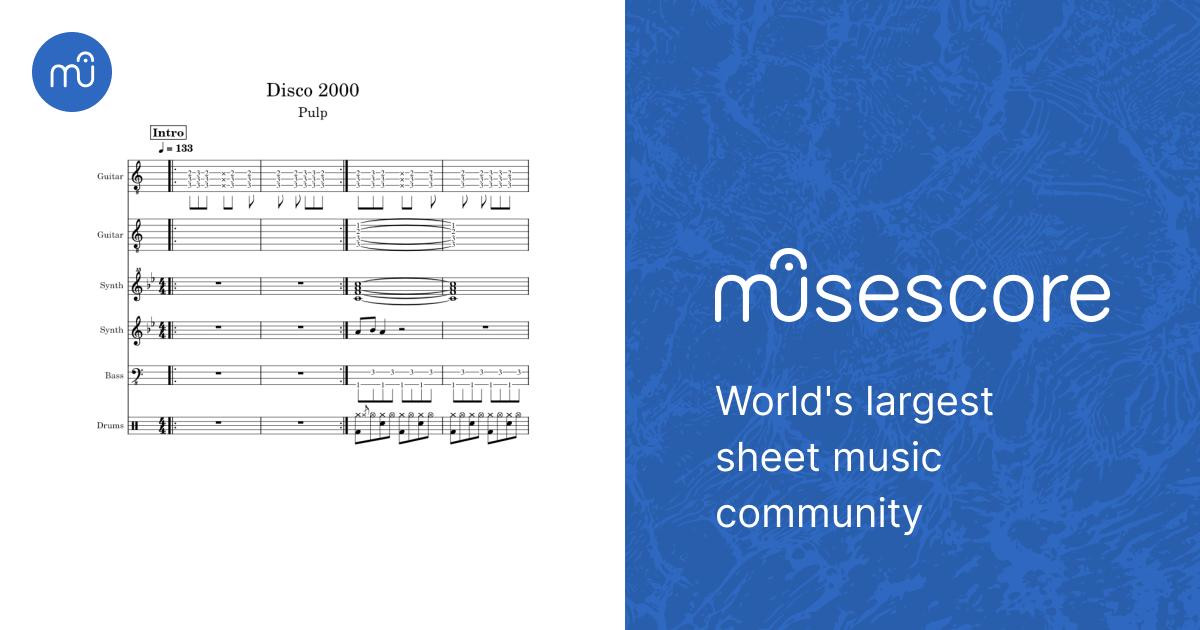 Disco 2000 – Pulp Sheet Music and Tab for Bass voice, Guitar, Drum ...
