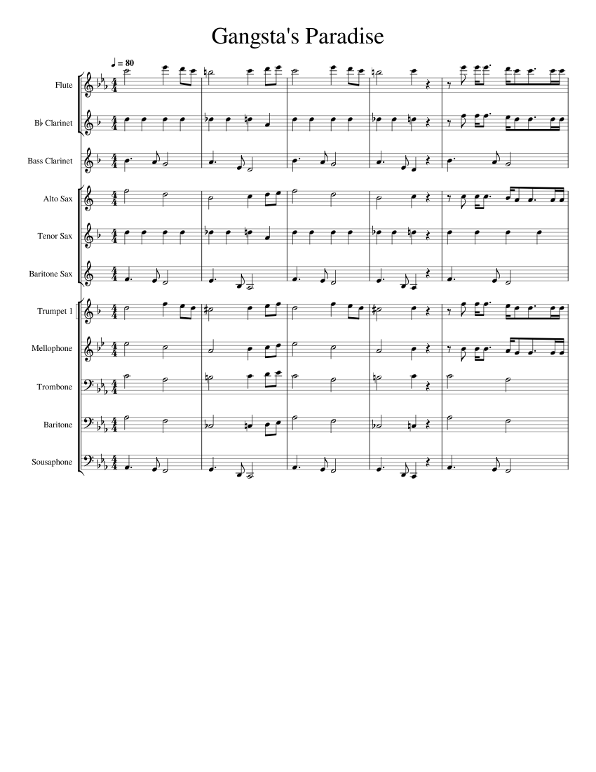 Gangsta's Paradise – Coolio Pep Band Arrangement Sheet Music for ...