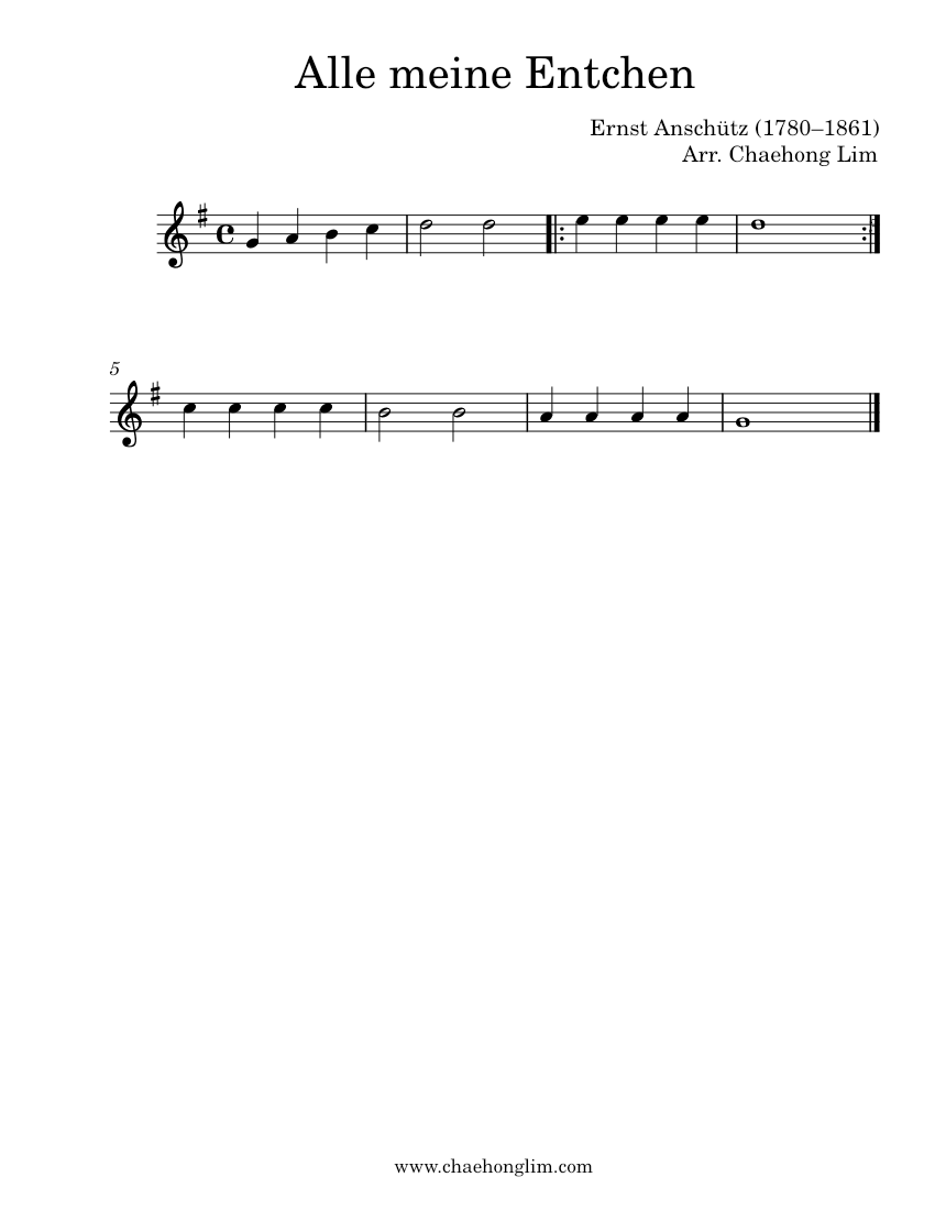 Alle meine Entchen Sheet music for Guitar (Solo) | Musescore.com