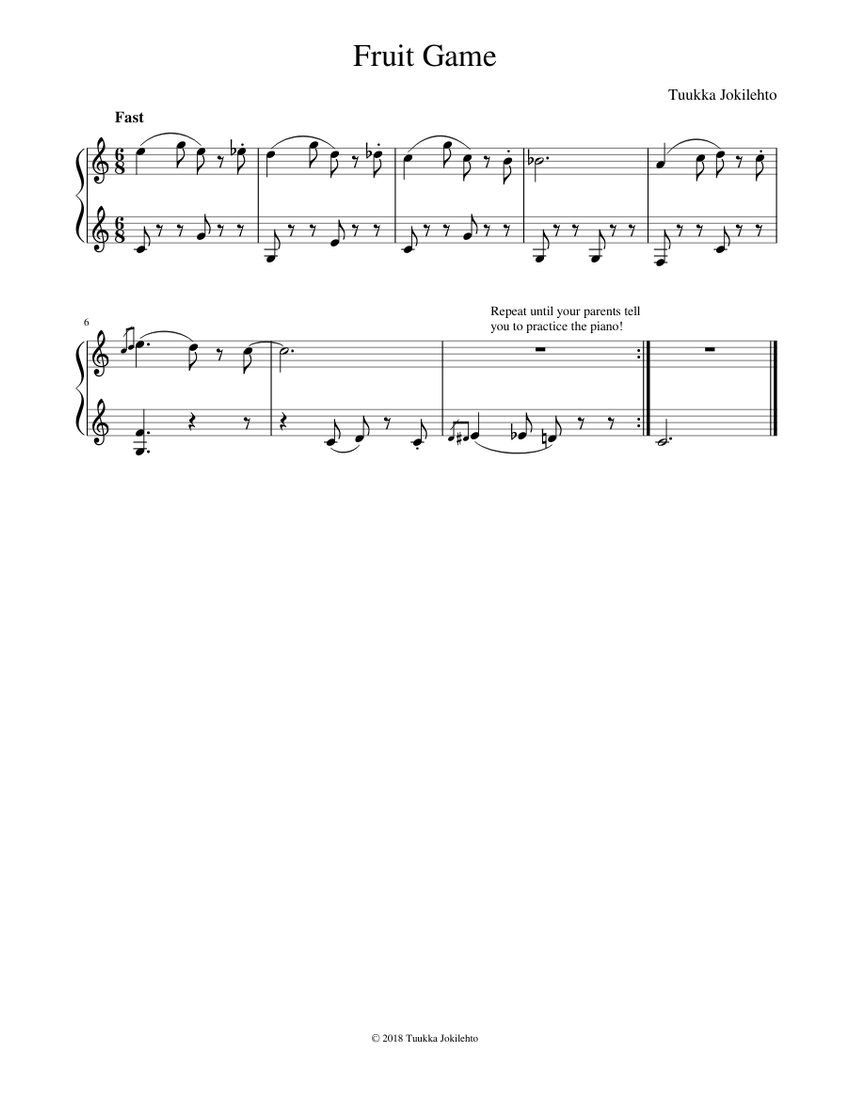 Fruit Game Sheet Music for Piano (Solo) Easy | MuseScore.com