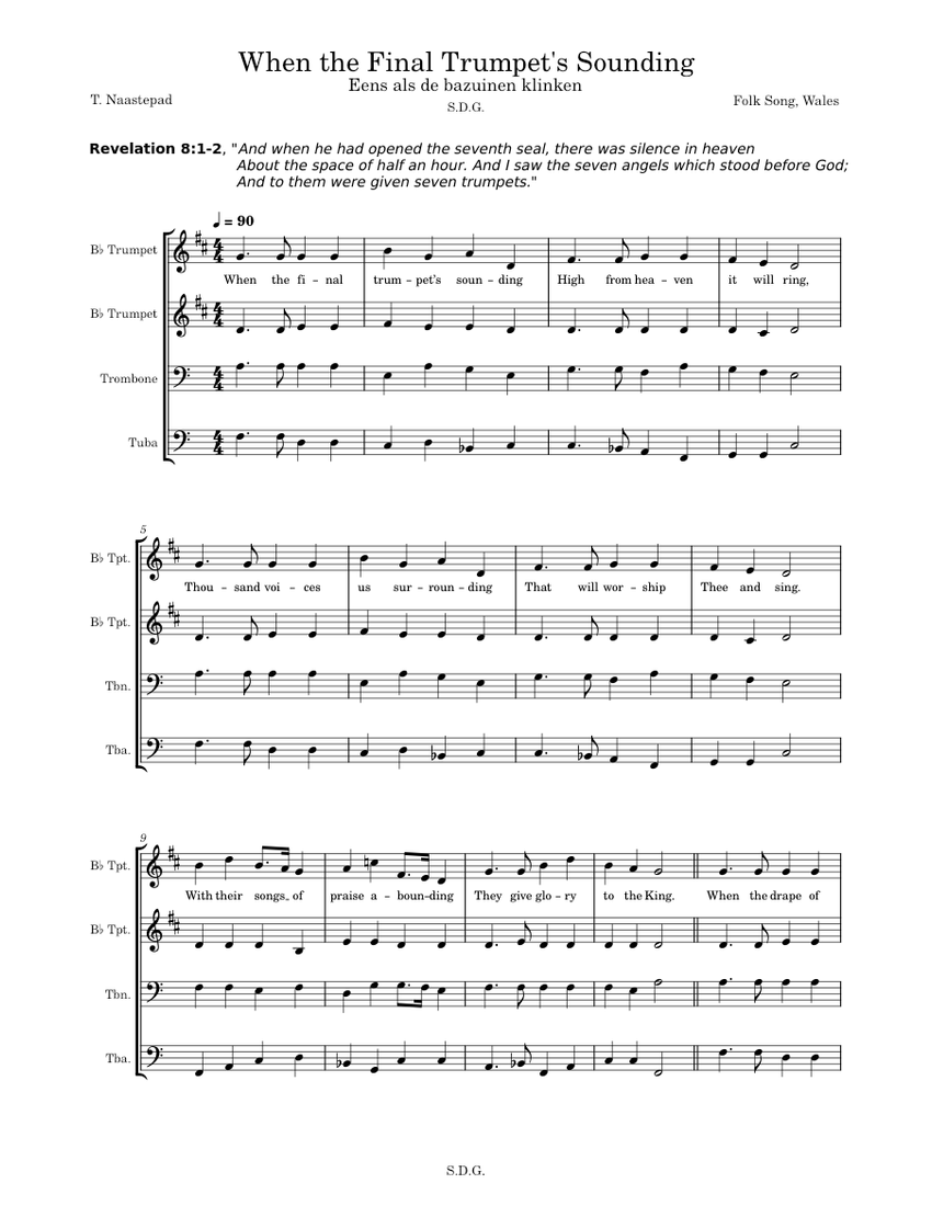 When the Final Trumpet's Sounding - Brass Sheet Music for Trombone ...