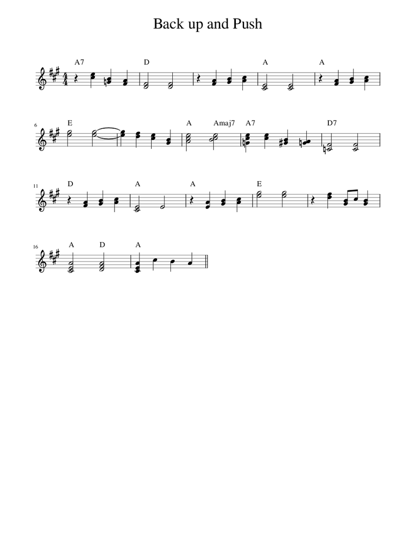 Back up and Push Sheet music for Piano (Solo) | Musescore.com