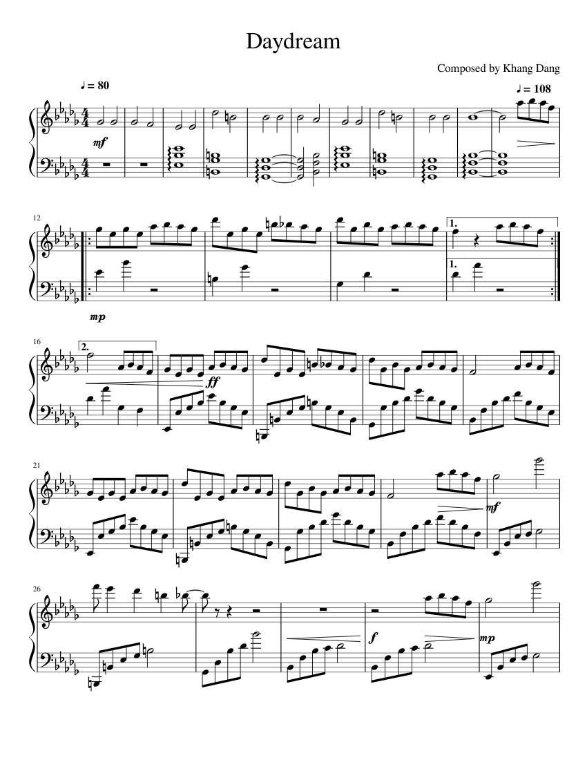 Daydream Sheet music for Piano (Solo) Easy | Musescore.com