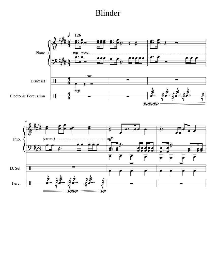 Blinder – KINGDOM (킹덤) Sheet Music for Piano, Drum group, Cabasa (Mixed ...