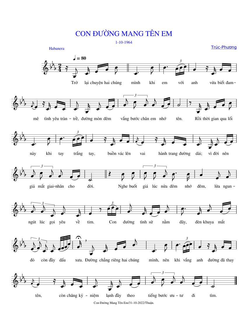 CON_ĐƯỜNG_MANG_TÊN_EM Sheet music for Piano (Solo) Easy | Musescore.com