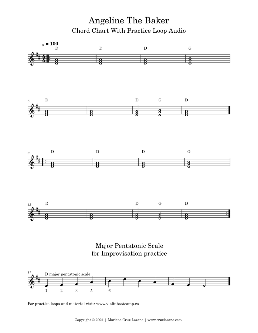 Angeline The Baker Chord Chart Sheet music for Piano (Solo) | Musescore.com