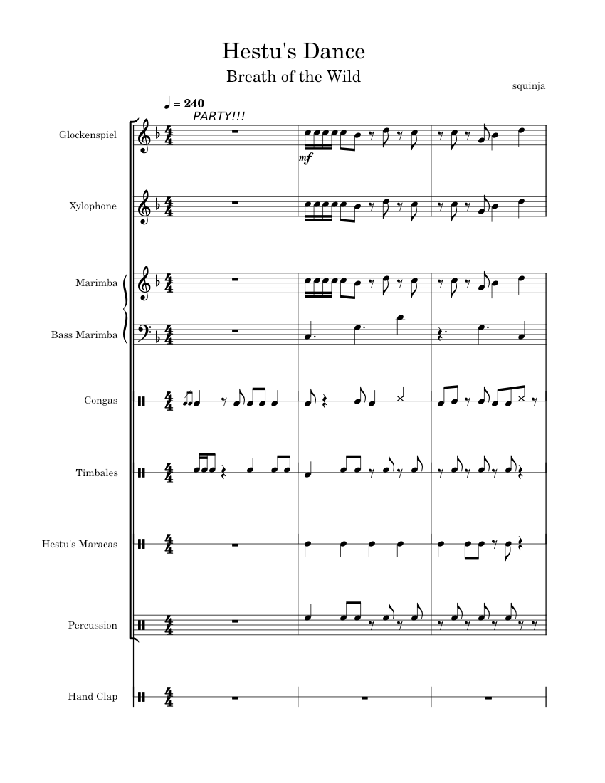 Breath of the Wild - Hestu's Dance Sheet Music for Glockenspiel, Drum ...