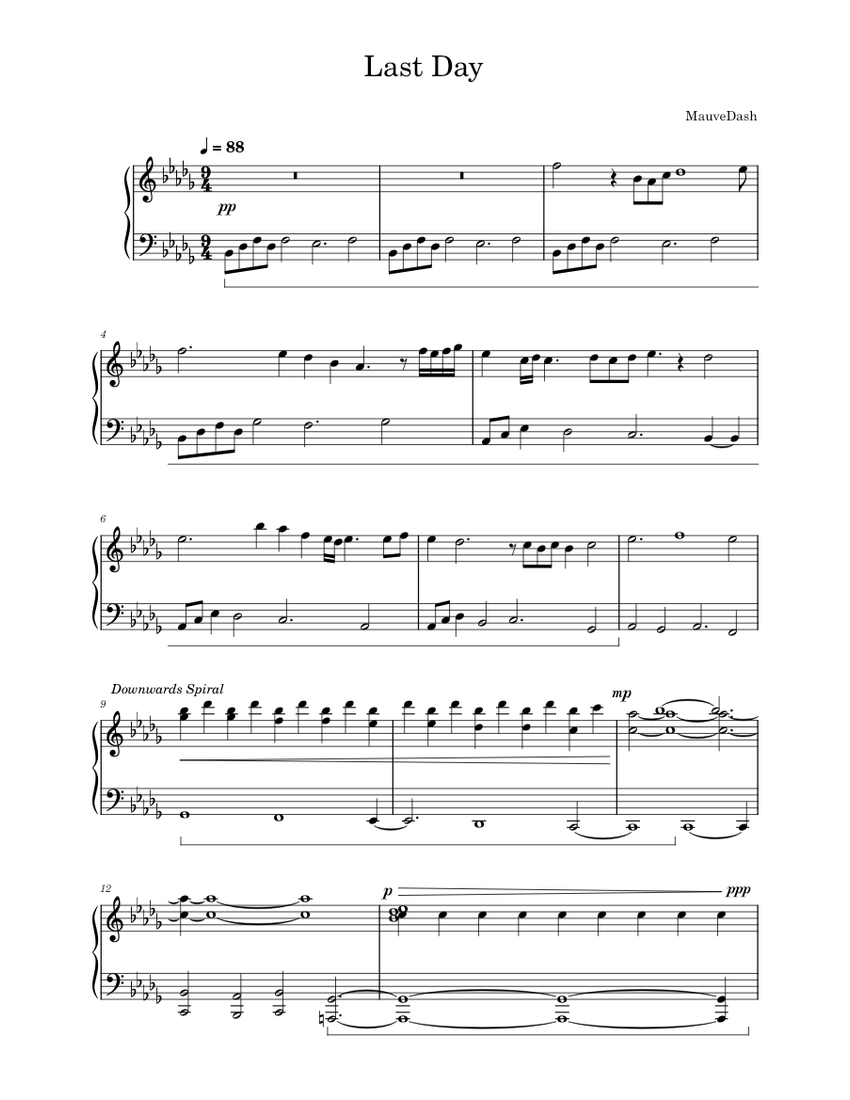 Last Day - MauveDash Sheet music for Piano (Solo) | Musescore.com