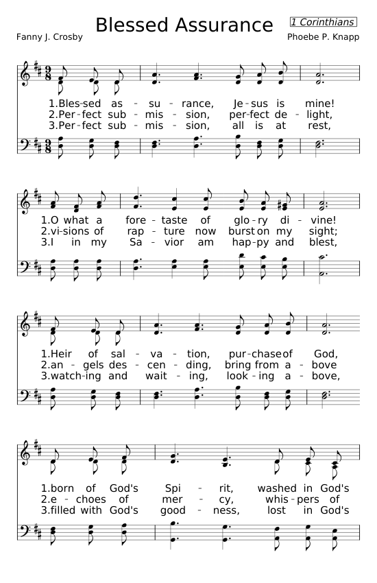 Blessed Assurance – Phoebe P. Knapp Sheet music for Piano (SATB ...