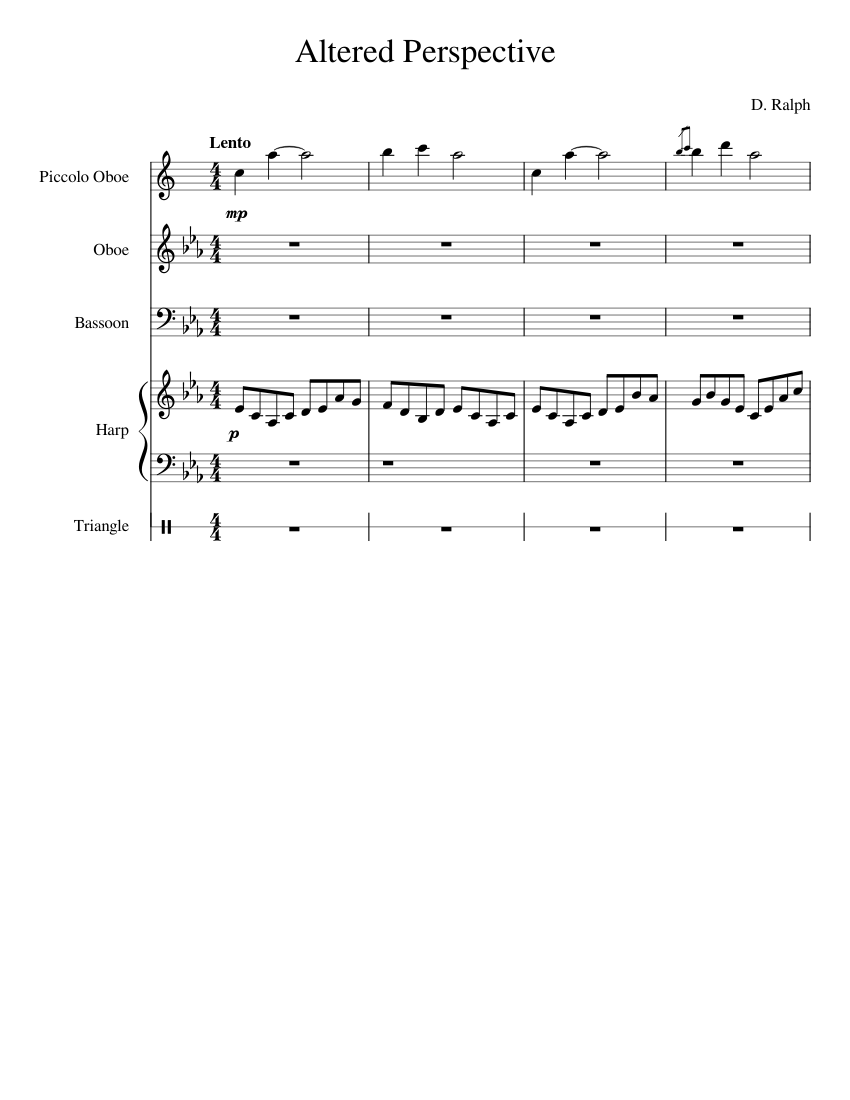 Altered Perspective Sheet Music for Oboe, Bassoon, Harp, Triangle ...