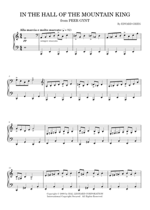 In the Hall of the Mountain King Easy Variation (Edvard Grieg) Sheet ...