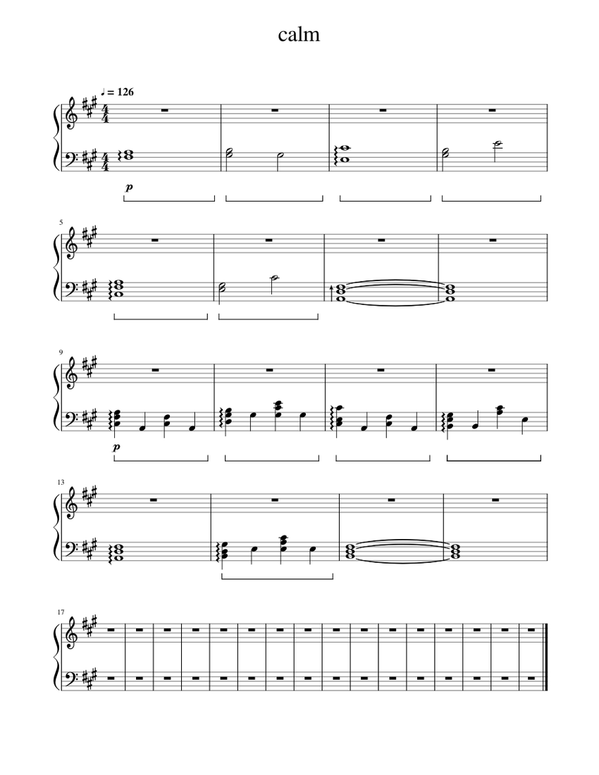 calm Sheet music for Piano (Solo) Easy | Musescore.com