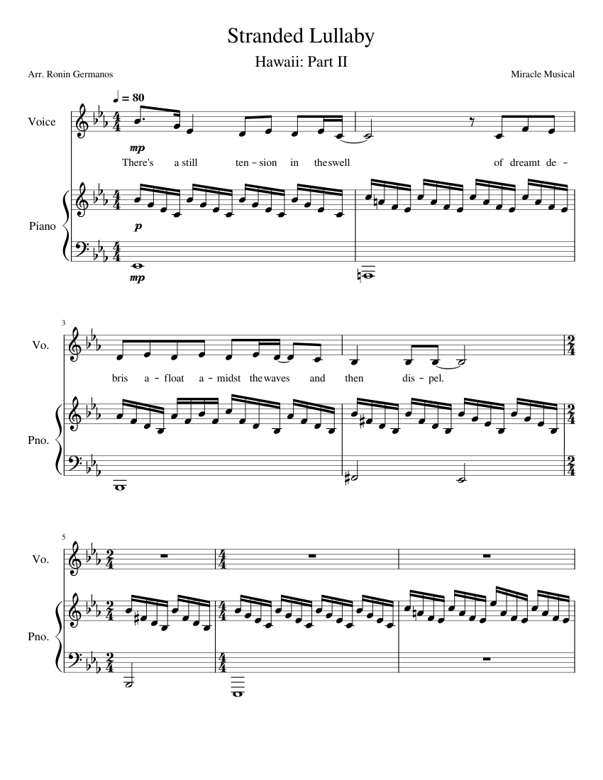 Stranded lullaby – Miracle Musical (ミラクルミュージカル) PIANO AND VOICE Sheet music for Piano (Piano ...