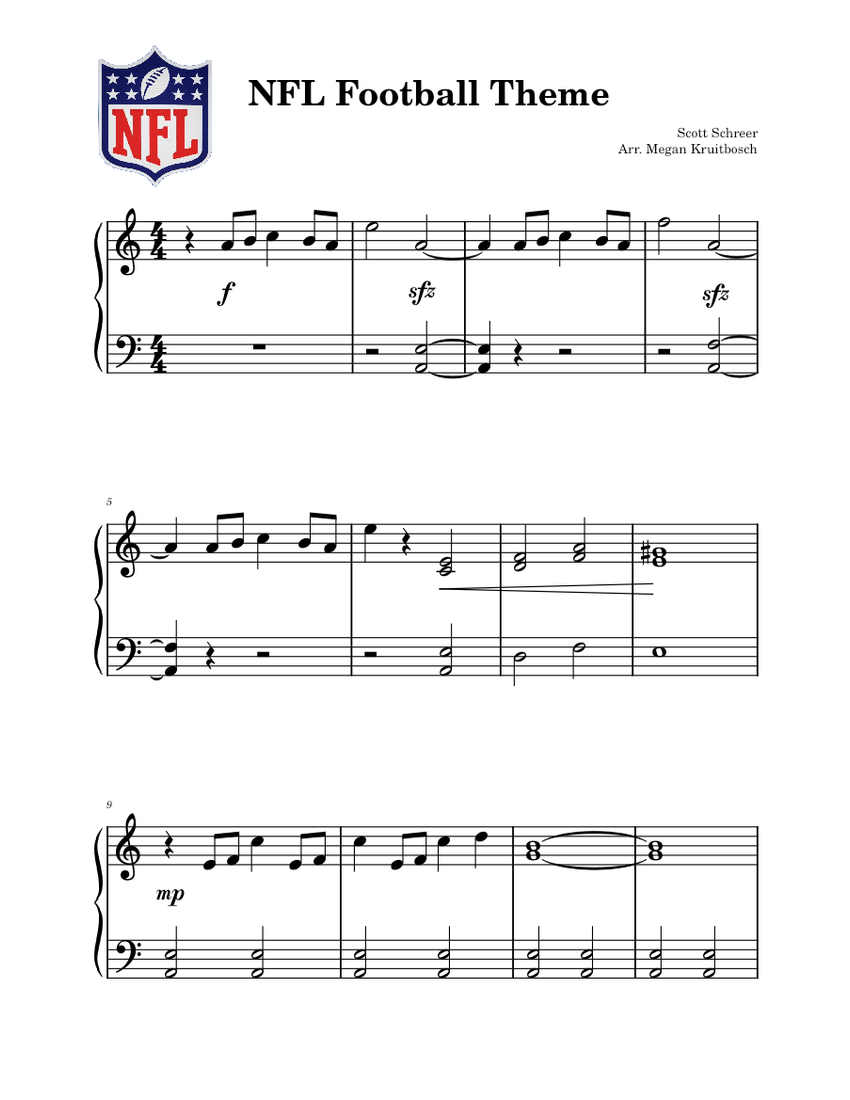 NFL on Fox Theme Sheet music for Piano (Solo) Easy | Musescore.com