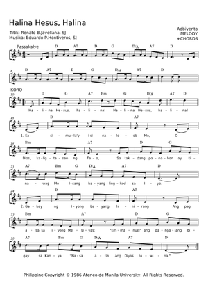 Halina Hesus, Halina – Eduardo P. S.J. Hontiveros (String Trio) Sheet ...