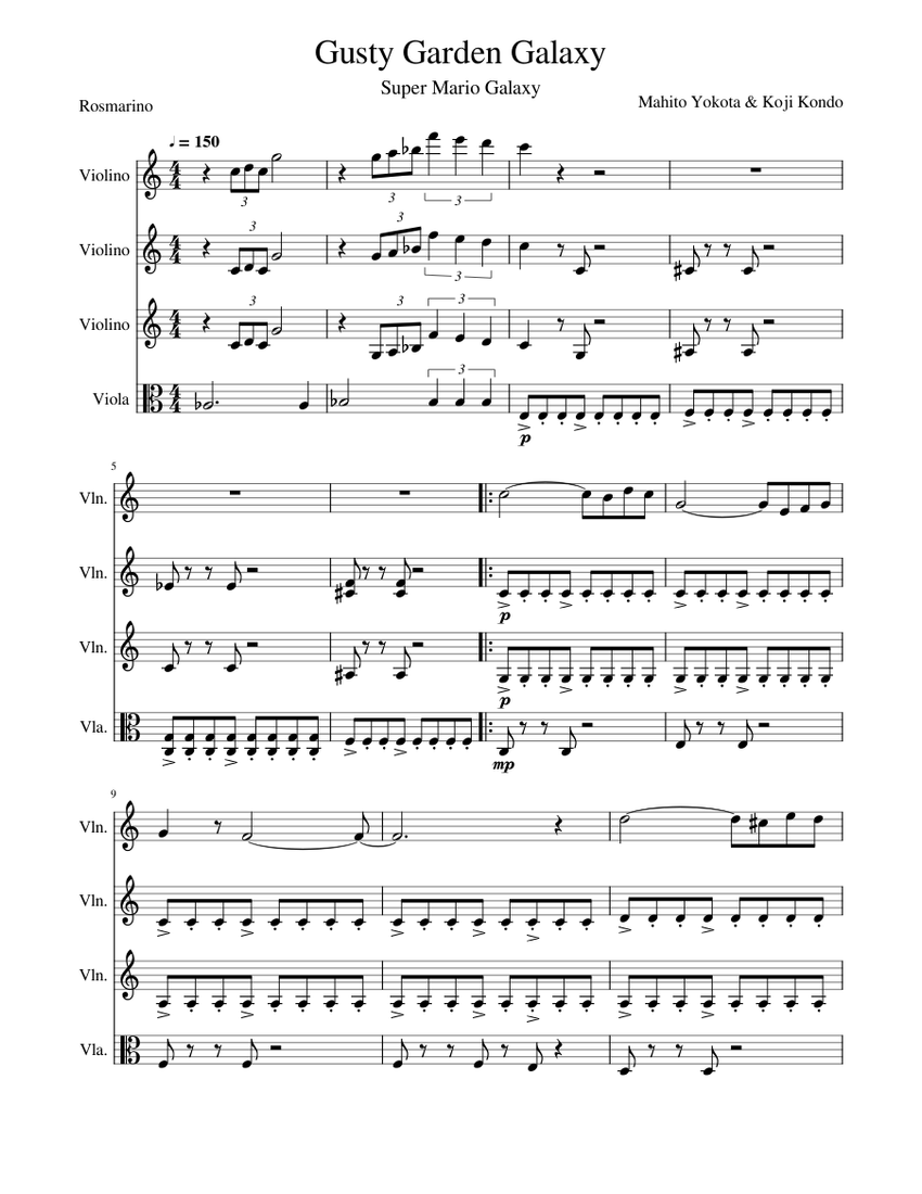 Gusty_Garden_Galaxy Sheet music for Violin, Viola (Mixed Quartet ...
