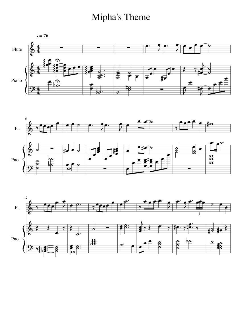 Mipha s Theme Sheet Music for Piano, Flute (Solo) | MuseScore.com