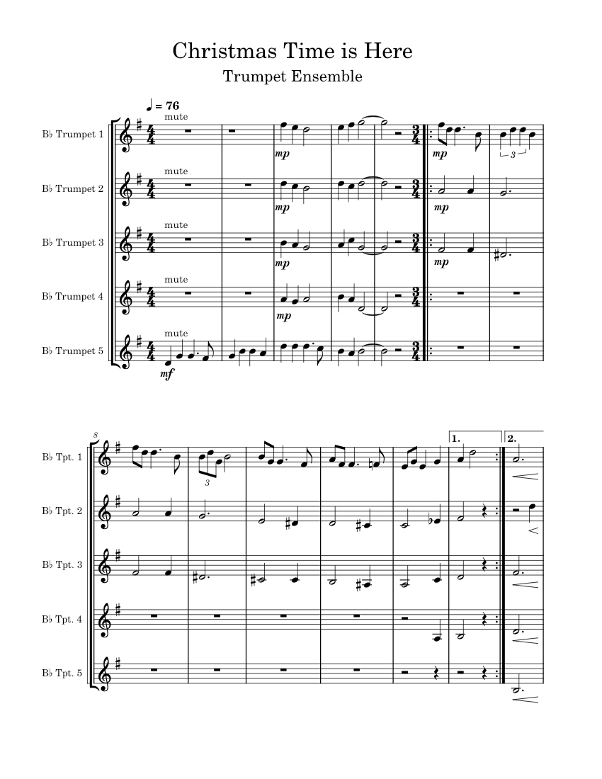 Christmas Time is Here Sheet Music with Chords for Trumpet in b-flat ...