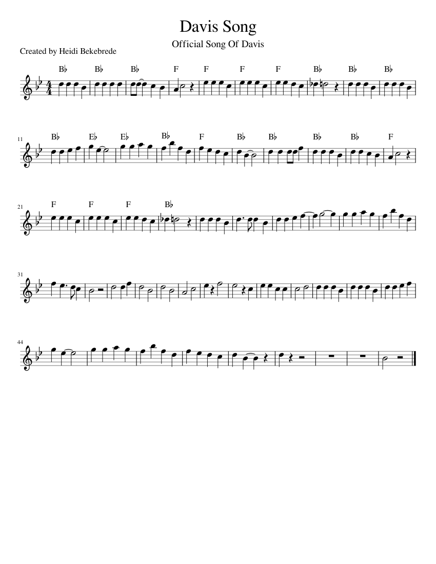 Davis Song Sheet music for Piano (Solo) Easy | Musescore.com