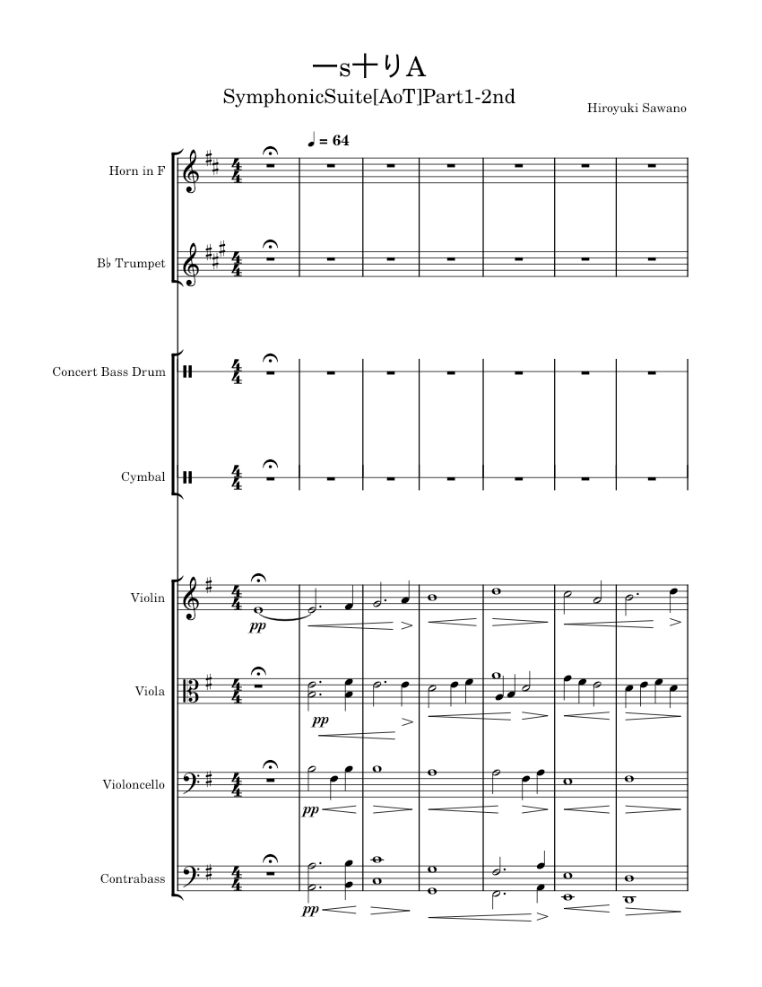 SymphonicSuite[AoT]Part1-2nd:一s十りA – Hiroyuki Sawano Sheet music for ...