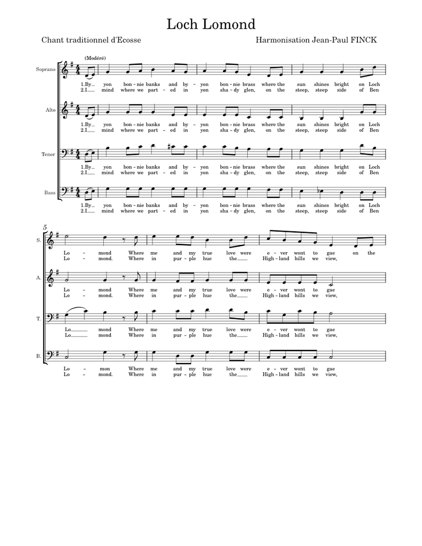 Loch Lomond – Misc Traditional Scotland Sheet music for Soprano, Alto ...