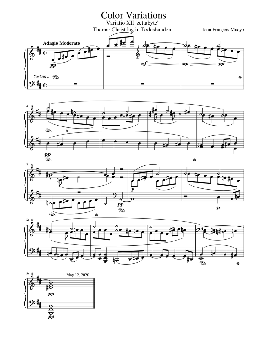 Color Variations -- variation 12 Sheet music for Piano (Solo ...