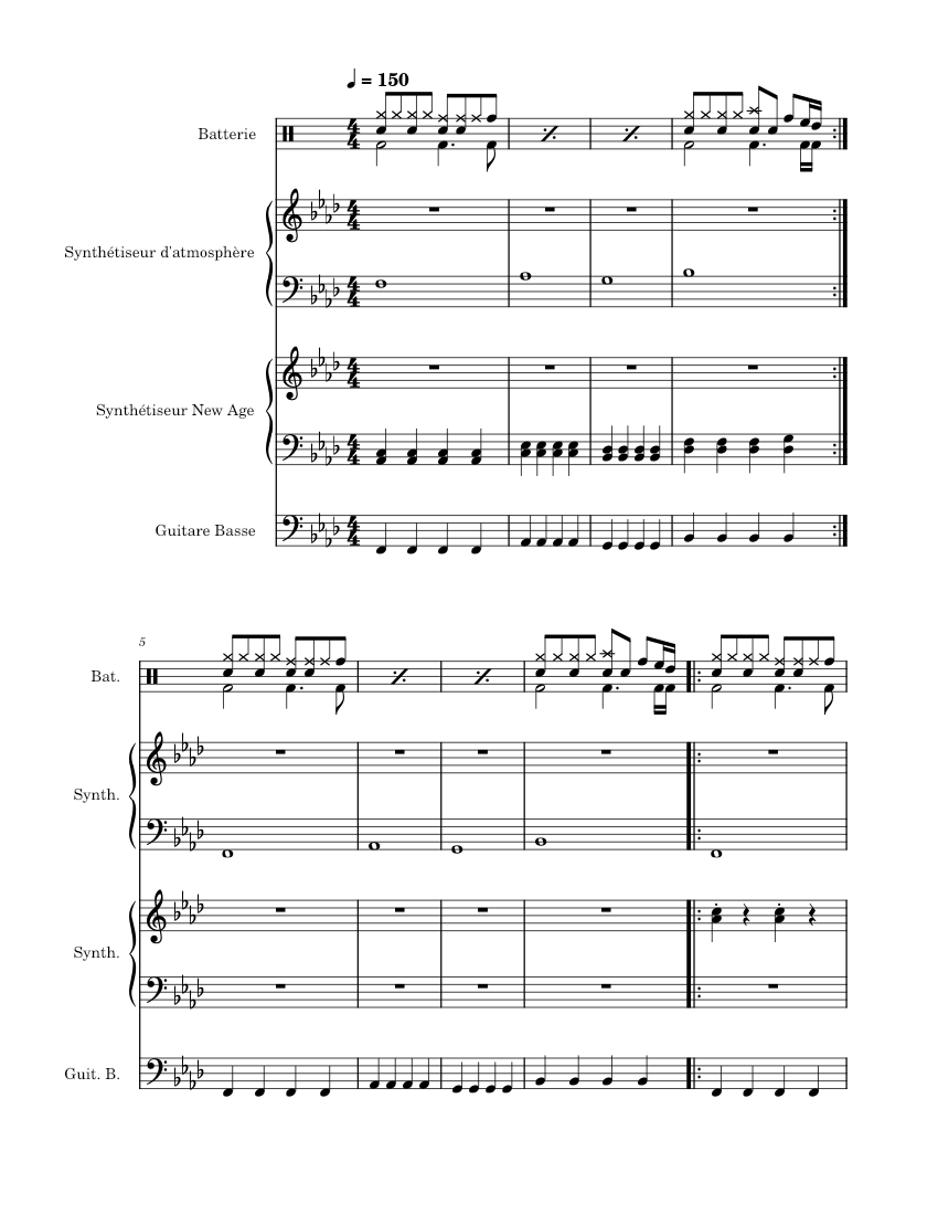 Initial Delivery Sheet music for Bass guitar, Drum group, Synthesizer (Mixed Quartet ...