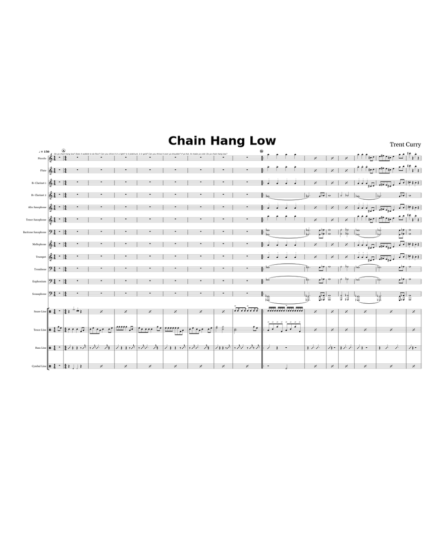 Chain Hang Low – Jibbs Chain Hang Low Sheet Music for Trombone ...